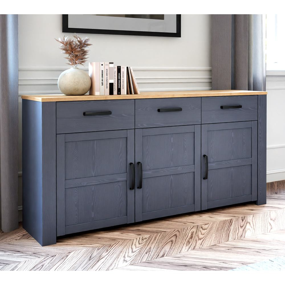 APARADOR 3 PUERTAS 3 CAJONES BRISA NAVY Color ROBLE MARINO