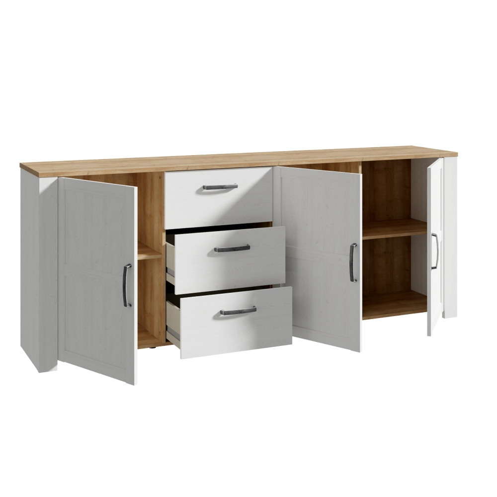 APARADOR GRANDE 3 PUERTAS 3 CAJONES BRISA WHITE