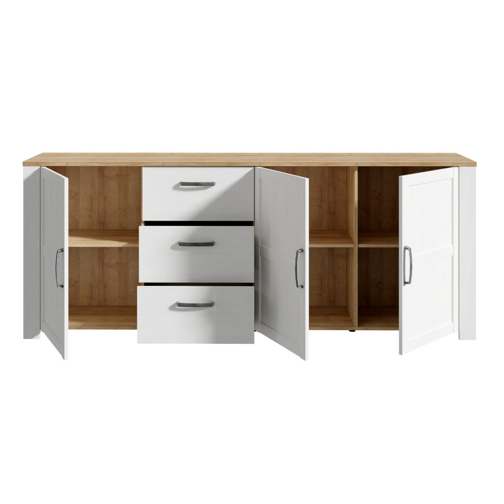 APARADOR GRANDE 3 PUERTAS 3 CAJONES BRISA WHITE