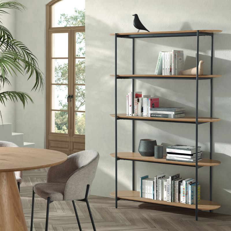 Estantería Alta Moderna de Madera y Metal – Diseño Exclusivo | Muebles ...